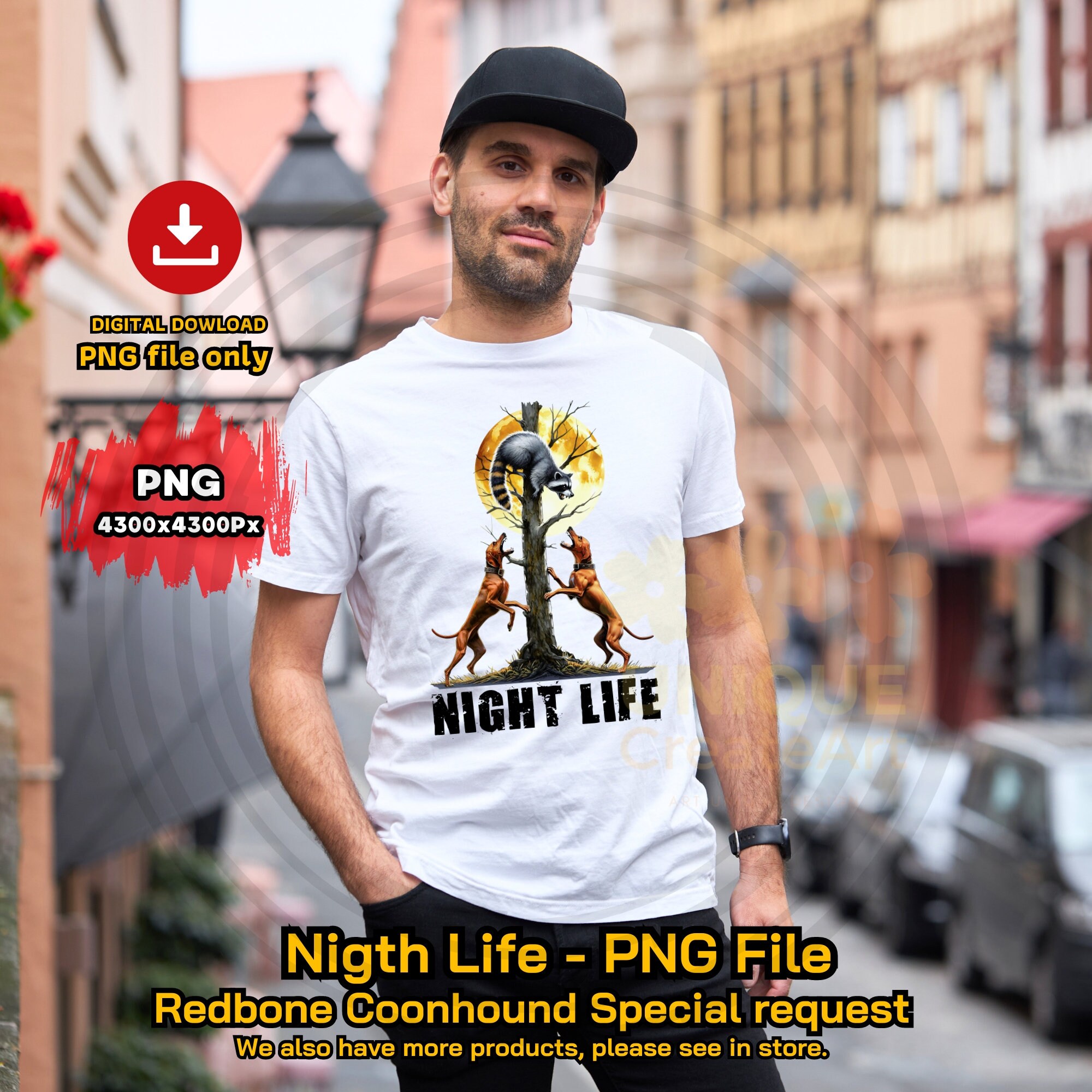 Night Life PNG: Redbone Coonhound Hunting Design (digital Download) - Etsy