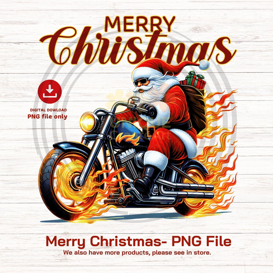 Merry Christmas Png, Santa Riding Motorcycle Png, Funny Motorcycle Png ...