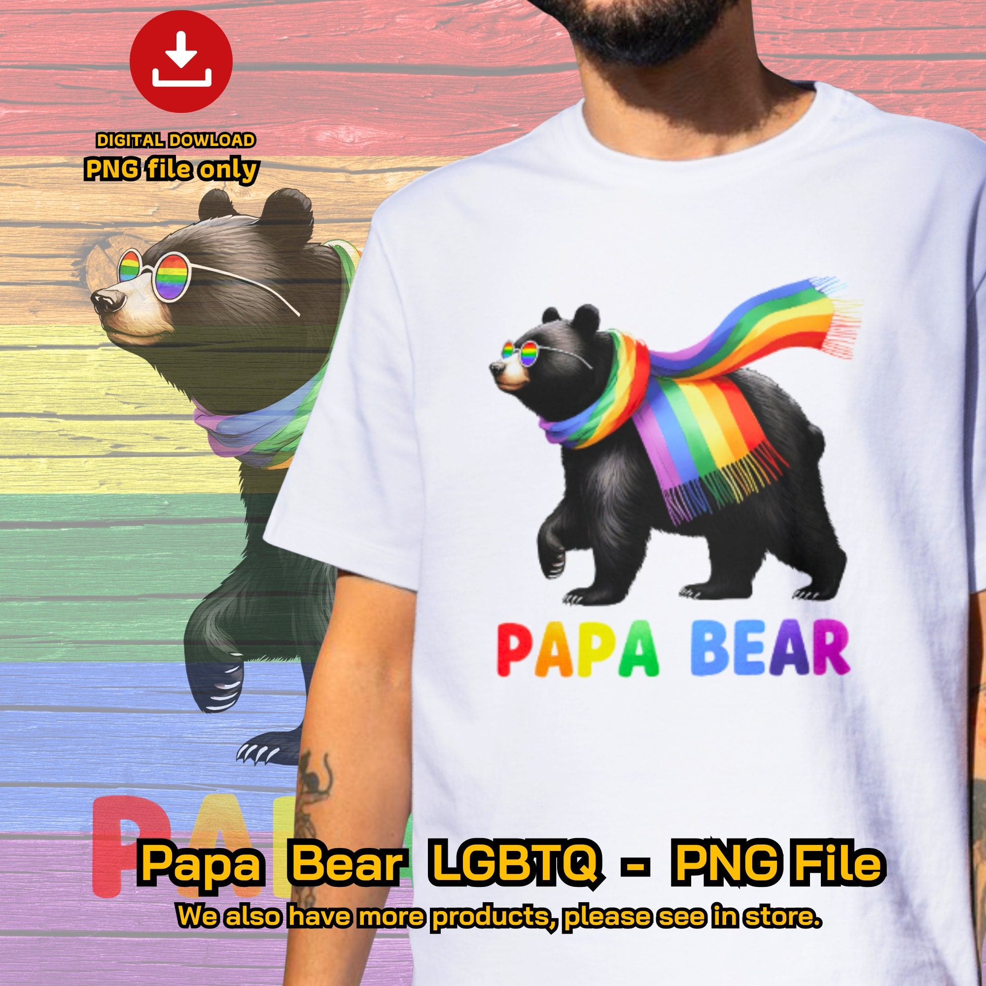 Papa Bear LGBTQ Png, Papa Bear Png, Papa Bear Rainbow Pride Flag, Proud ...