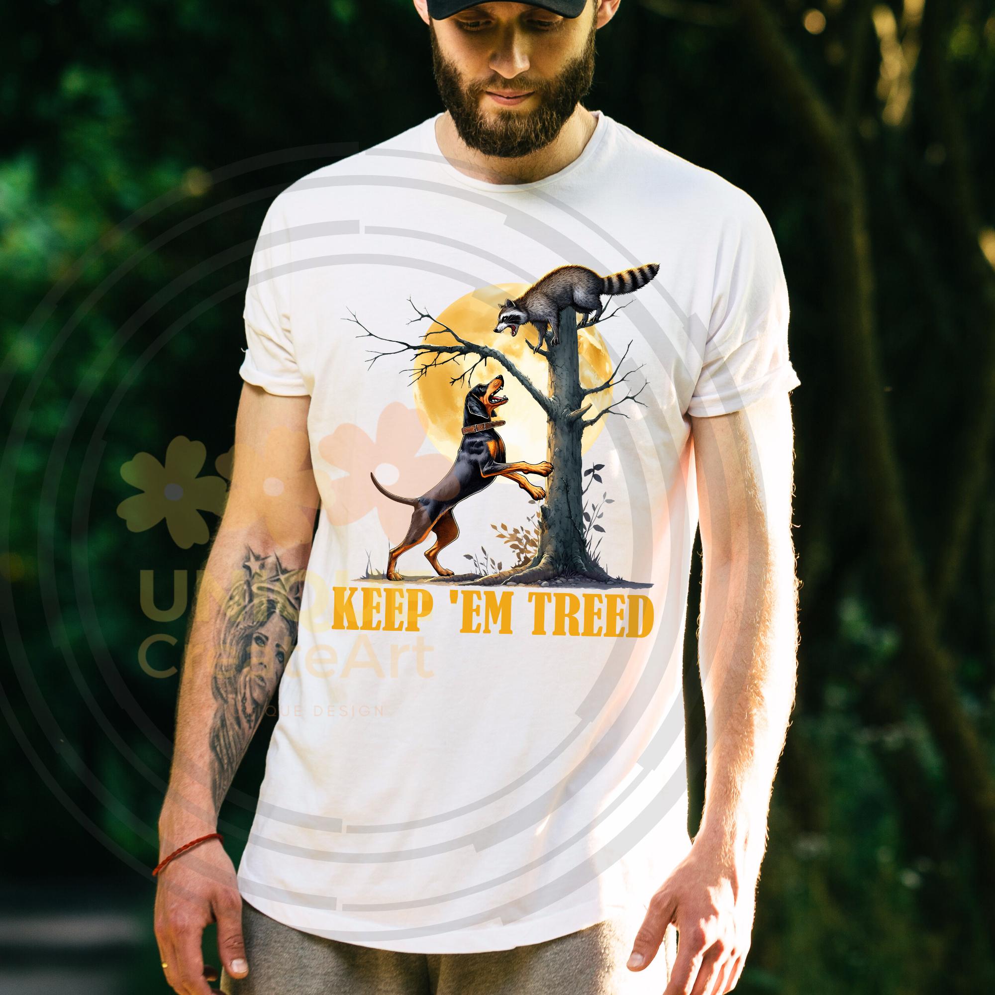 Coon Hunting, Black and Tan Coonhound PNG, Treed Raccoon (digital ...