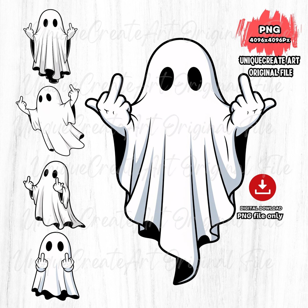 Ghost Middle Finger PNG 5 Files : Funny Halloween (digital Download) - Etsy
