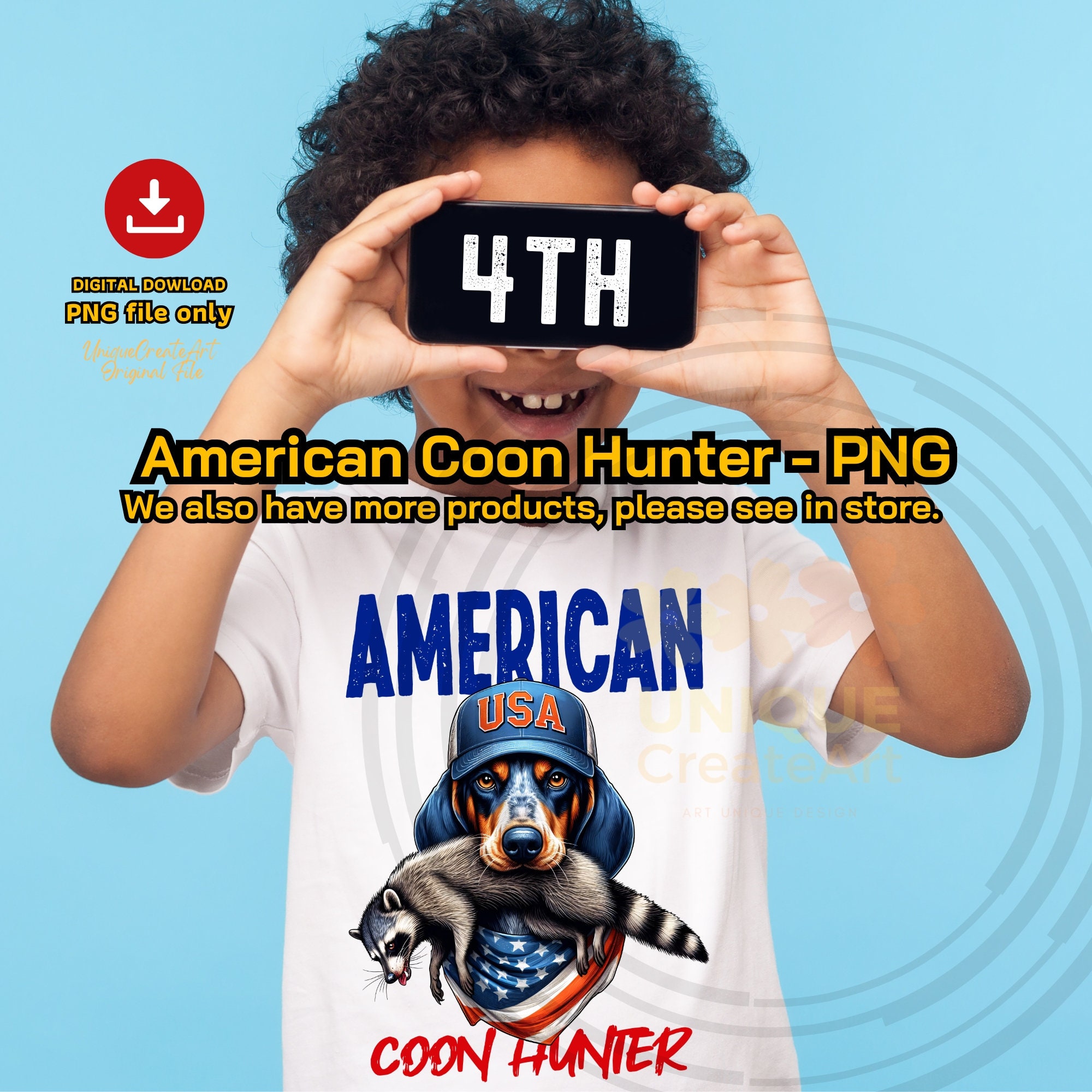 American Coon Hunter Png, the 4th of July Png, 4th July Coon Hunting ...