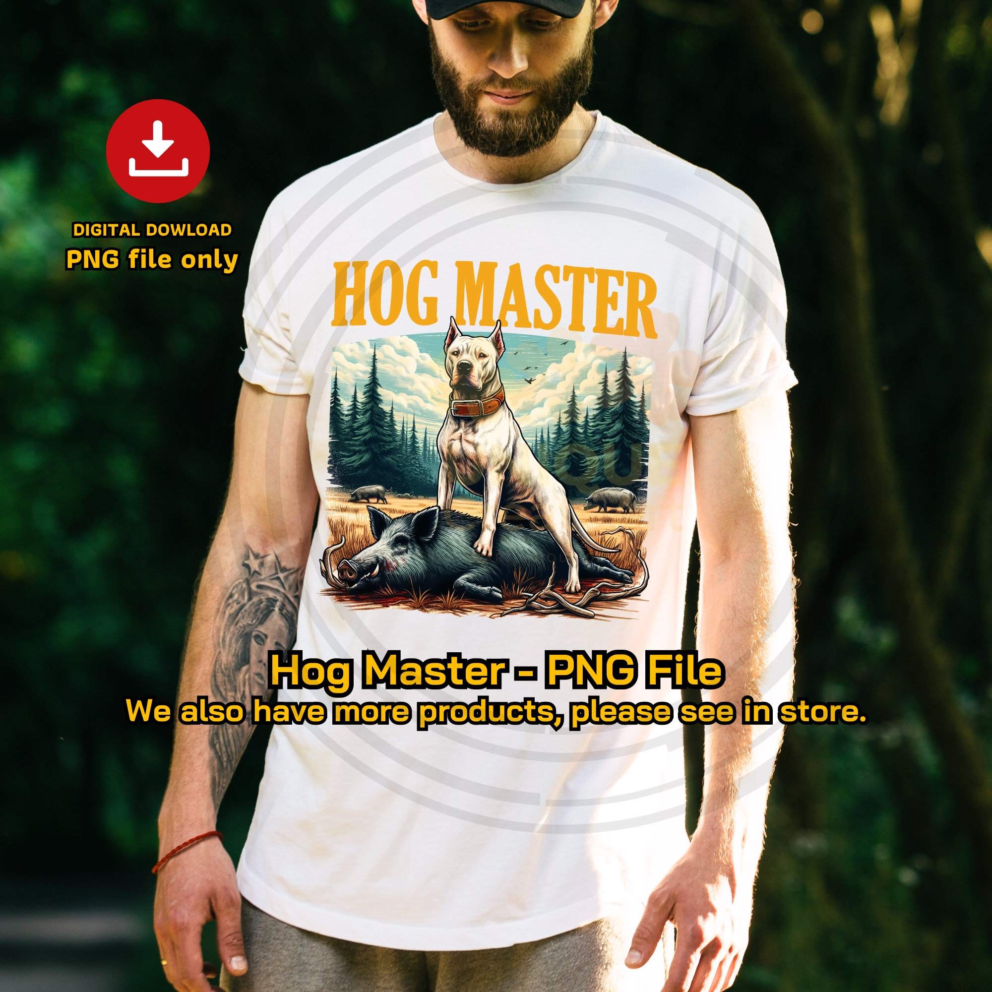 Hog Master Png, Hog Hunting With Dogo Argentino PNG, Wild Boar Hunting ...