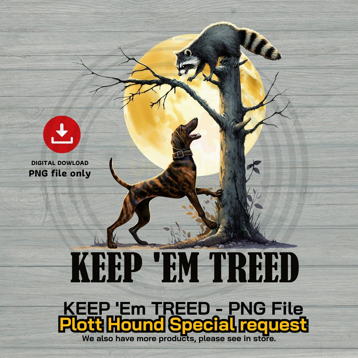 Keep 'em Treed Png, Night Coon Hunting With Plott Hound Png, Coon ...