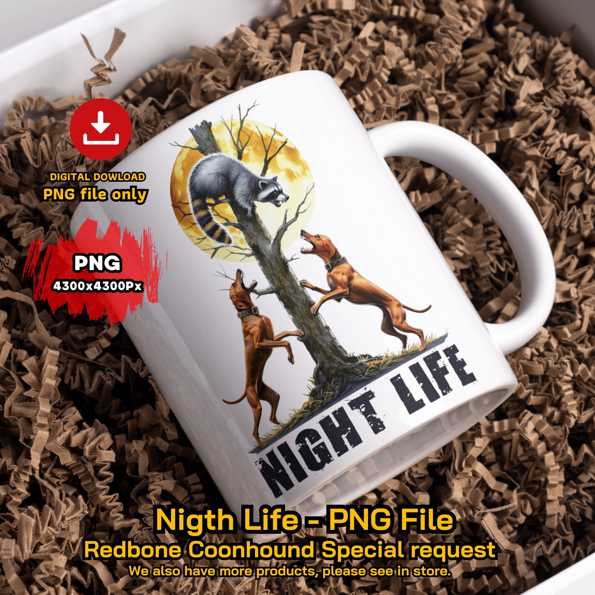 Night Life PNG: Redbone Coonhound Hunting Design (digital Download) - Etsy