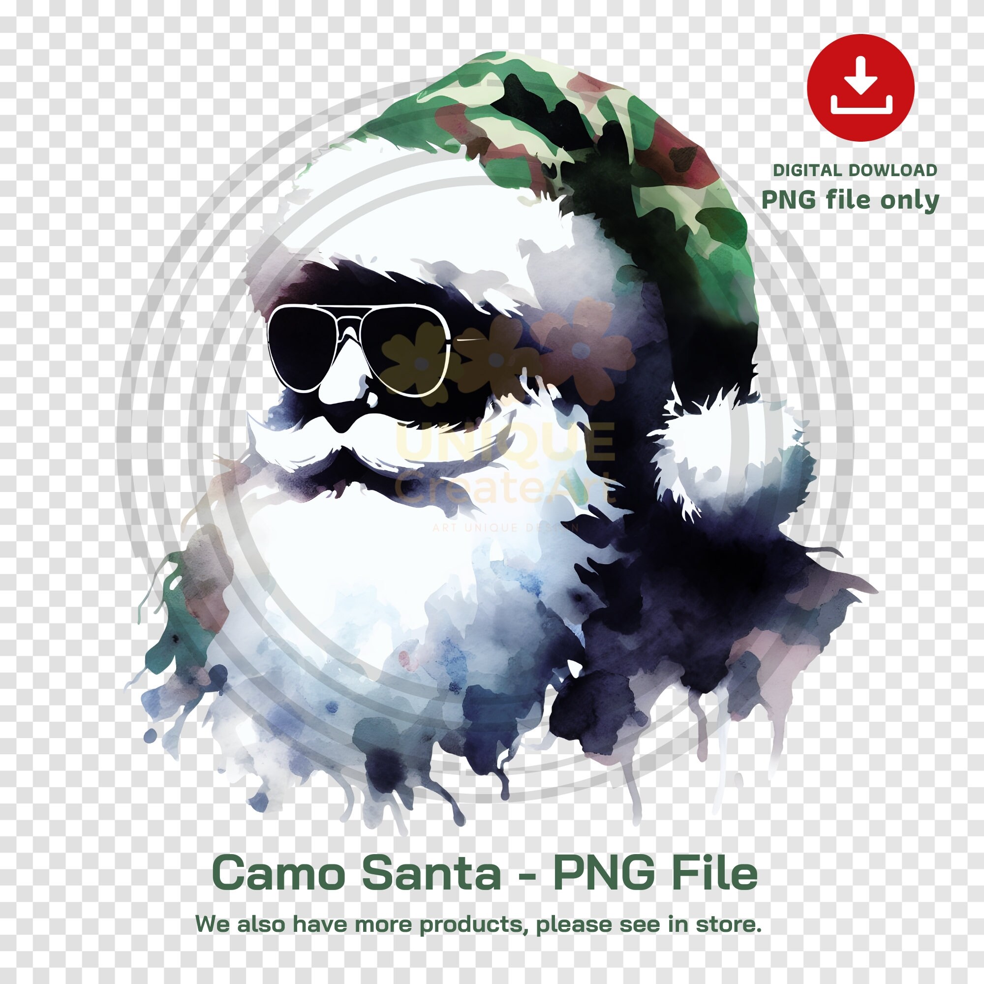 Camo Santa Png, Santa Wear Camo Hat Png, Christmas Hunting Png, Hunting ...
