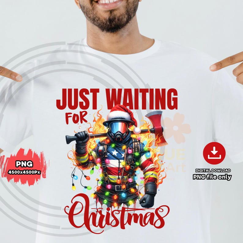 Firefighter Christmas PNG: Funny Holiday Design (digital Download) - Etsy