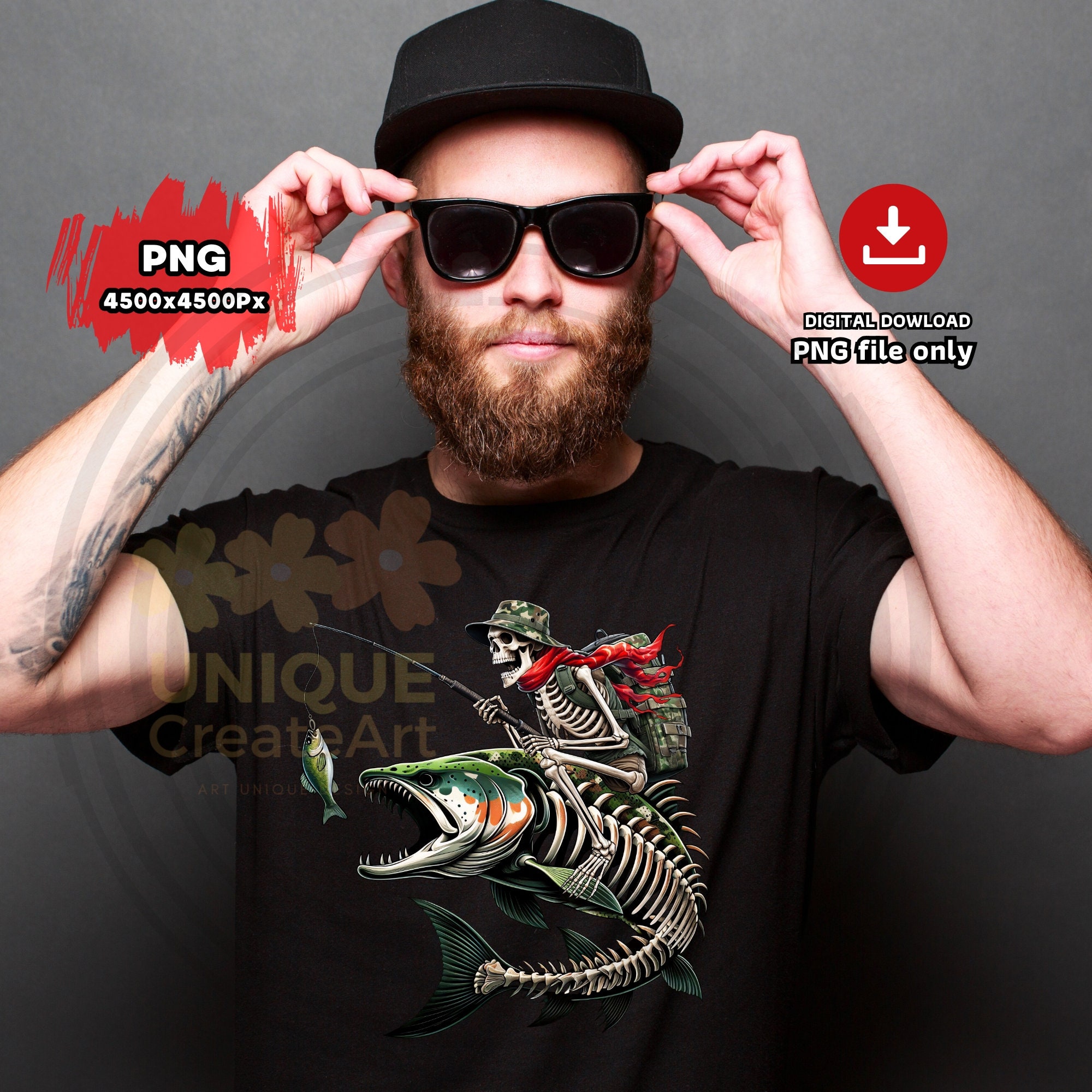 Funny Skeleton Fishing Png, Salmon Fishing Png, Skeleton Sublimation ...