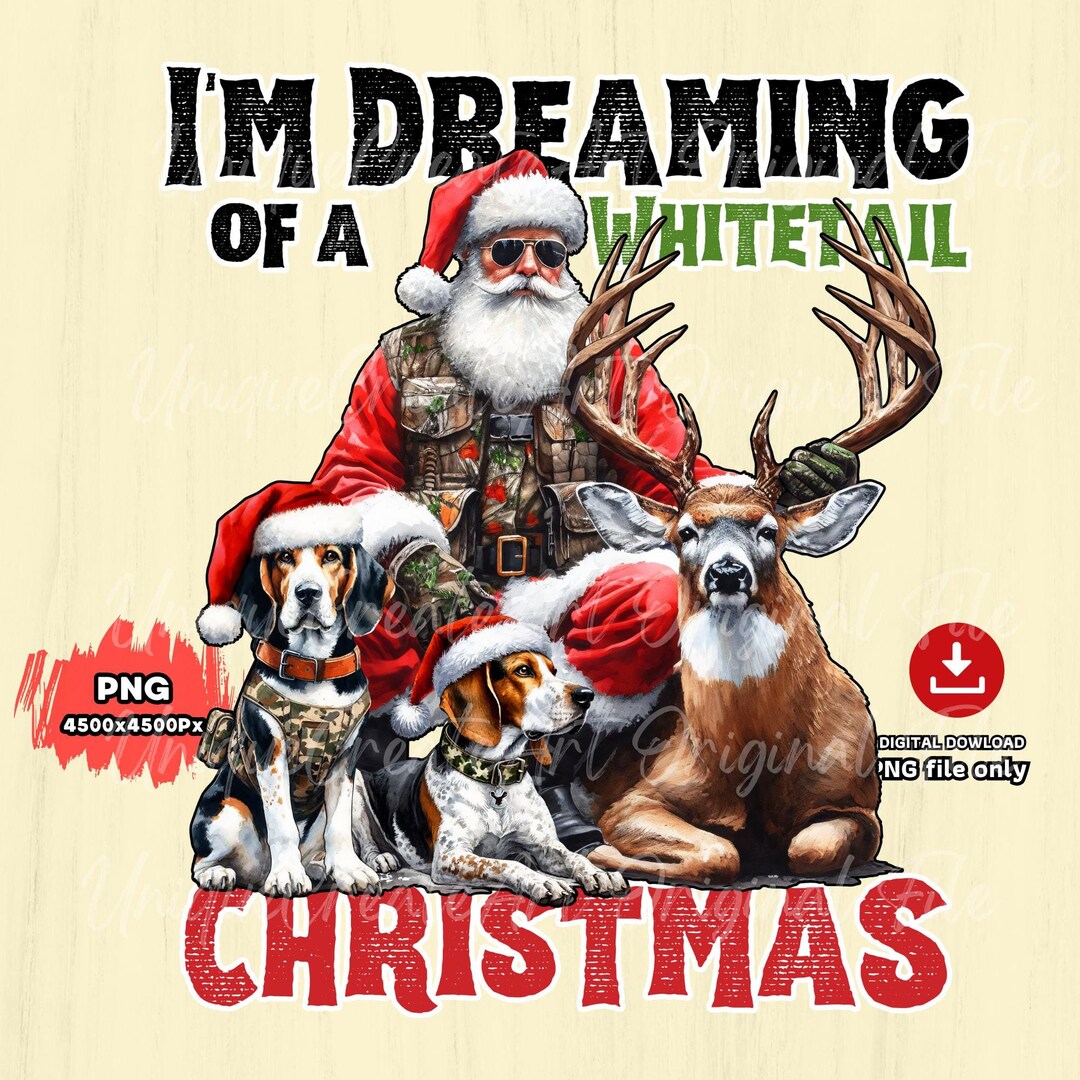 Whitetail Christmas PNG: Santa Deer Hunting Design (digital Download ...