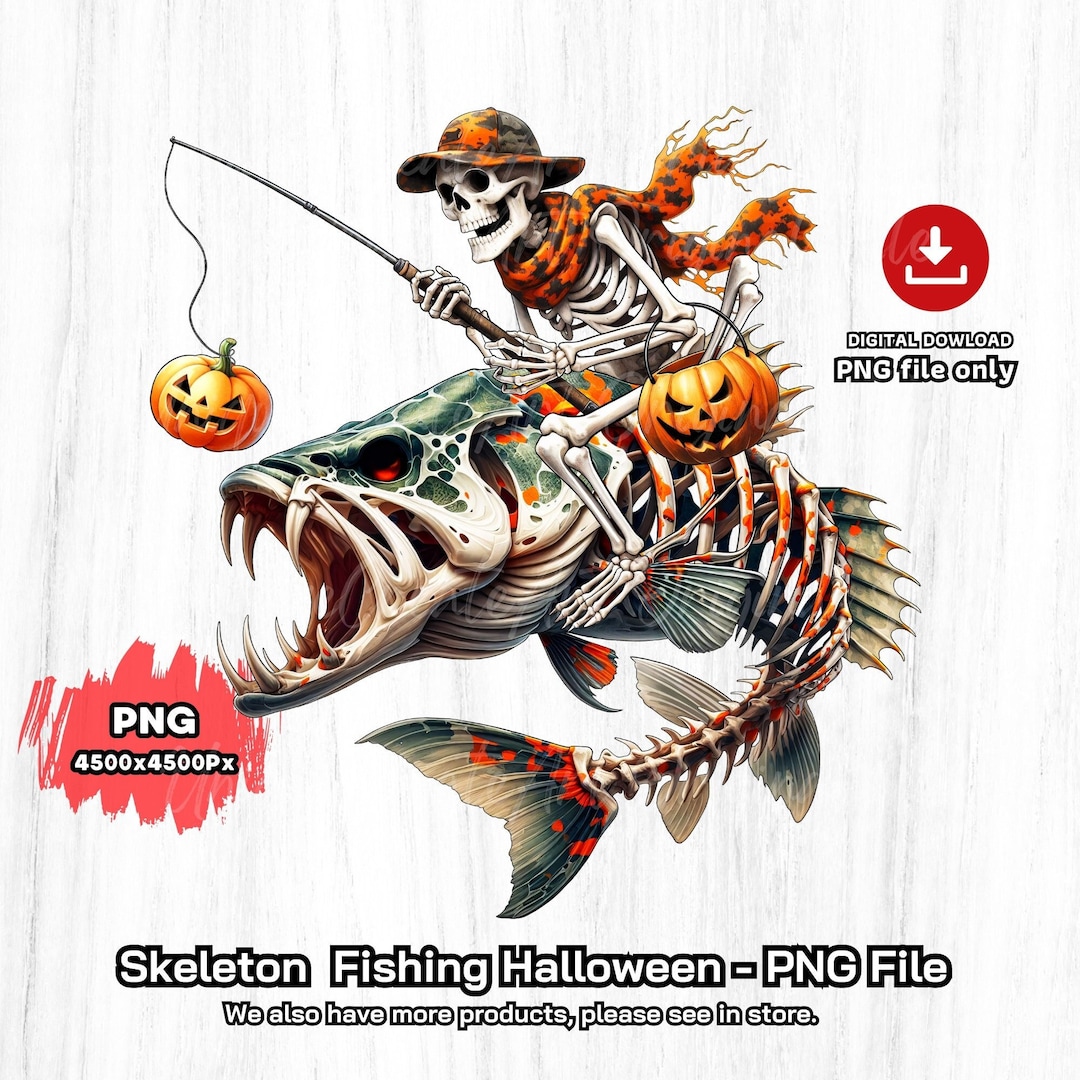 Skeleton Fishing Halloween Png, Fishing Png, Halloween Fishing Png ...