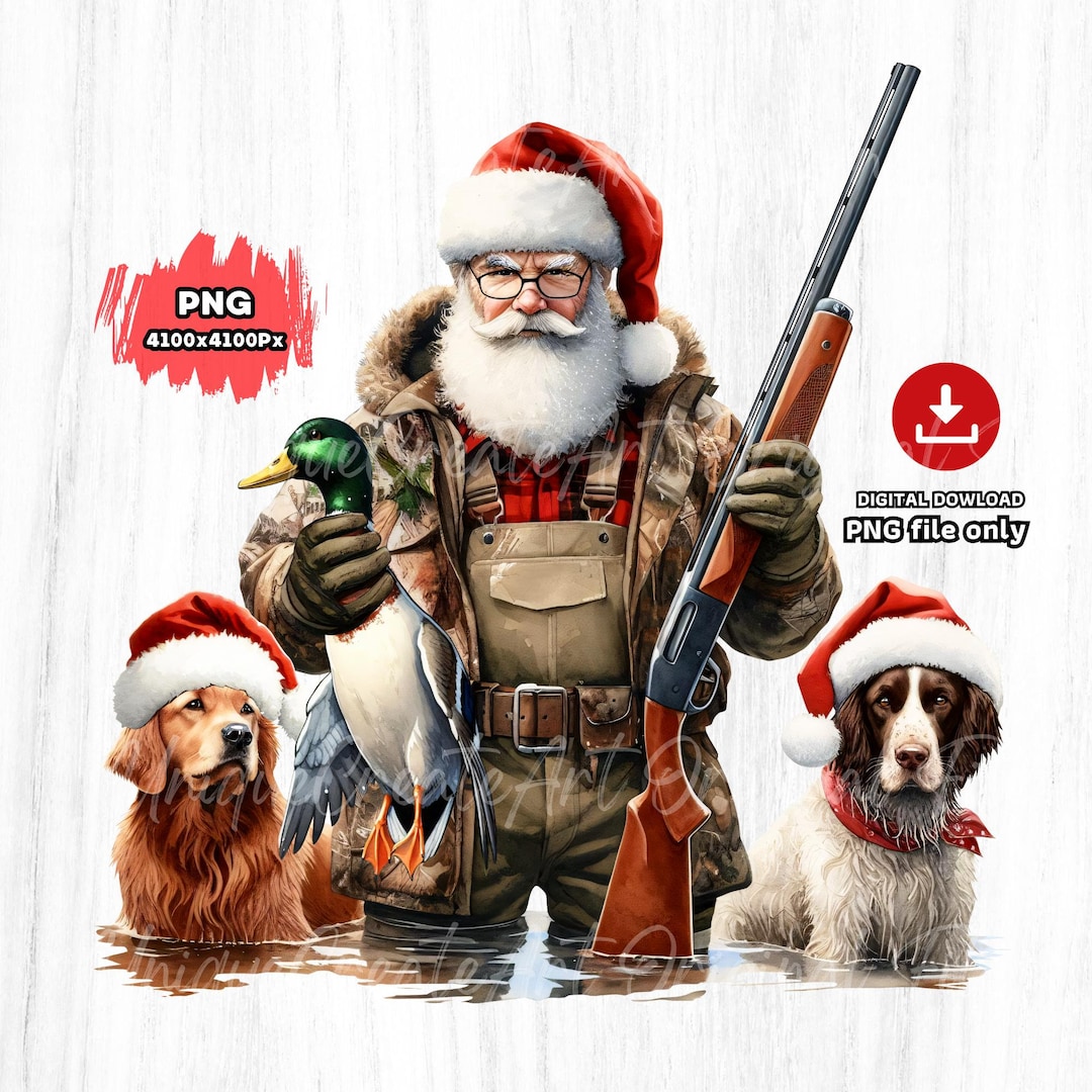 Santa Duck Hunting Png, Santa Hunting Clipart, Christmas Hunting Png ...