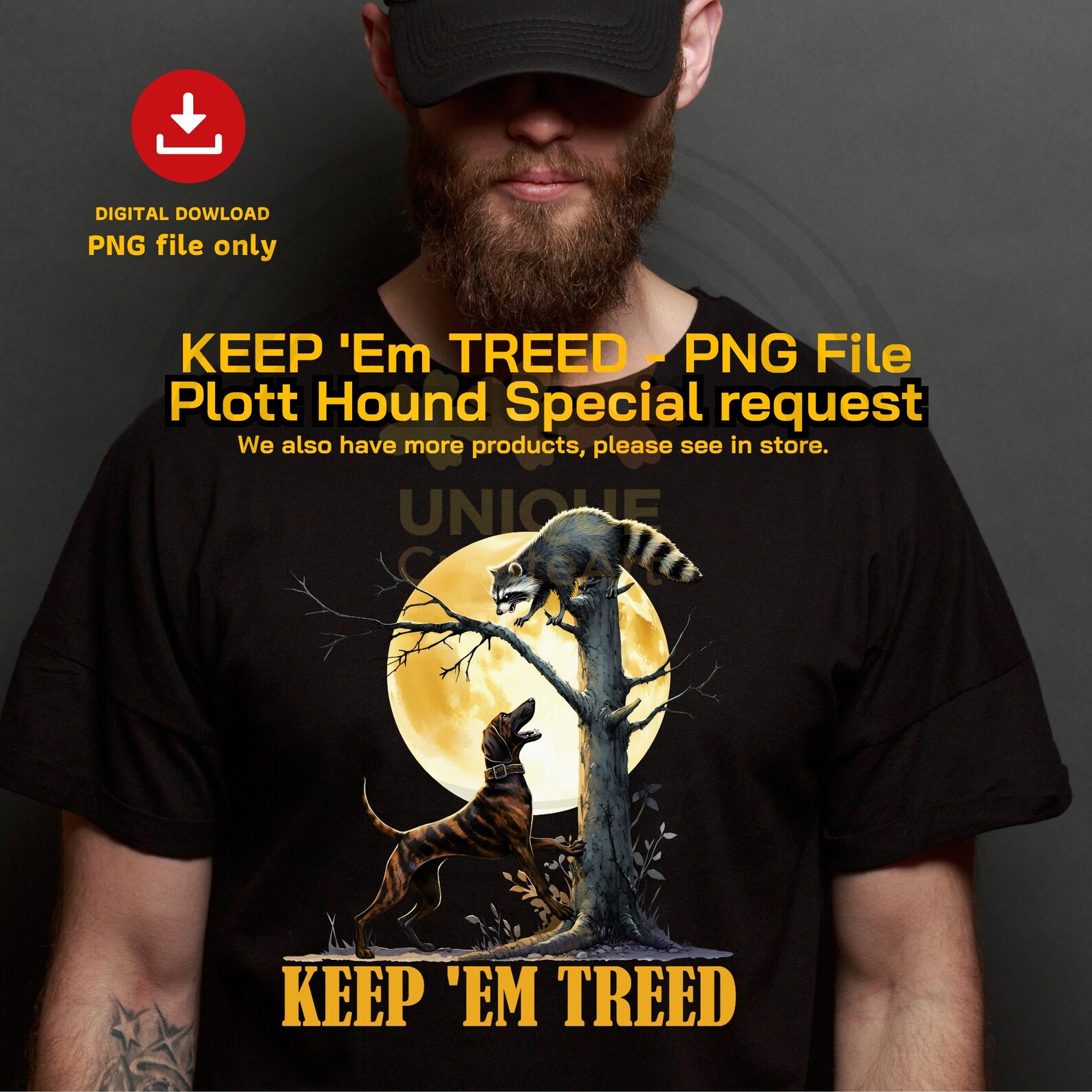 Keep 'em Treed Png, Night Coon Hunting With Plott Hound Png, Coon ...