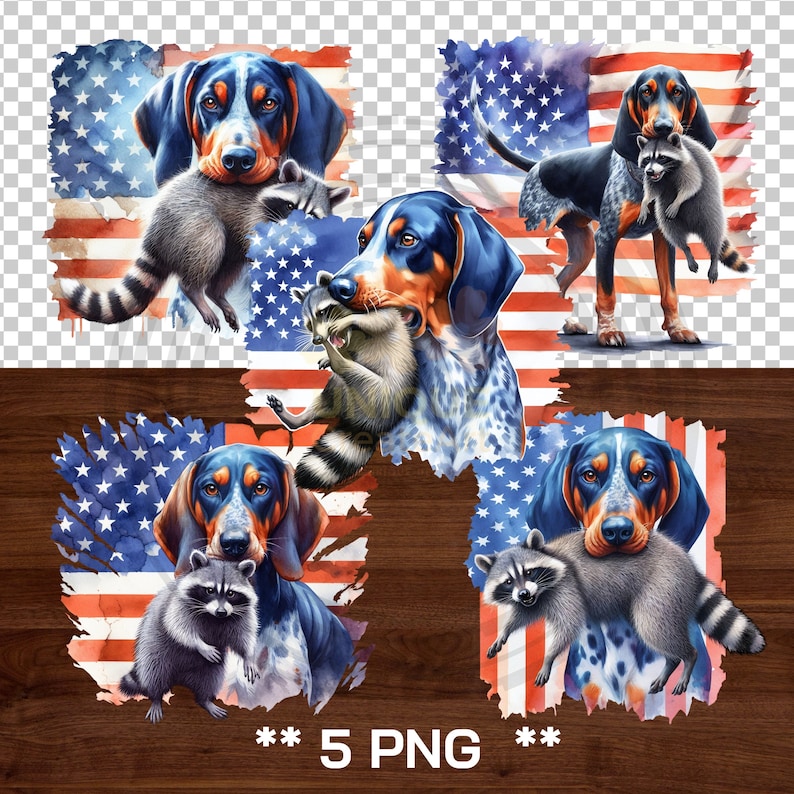 Coon Hunting American Flag Png, Bluetick Coonhound Png, Coon Hunting ...