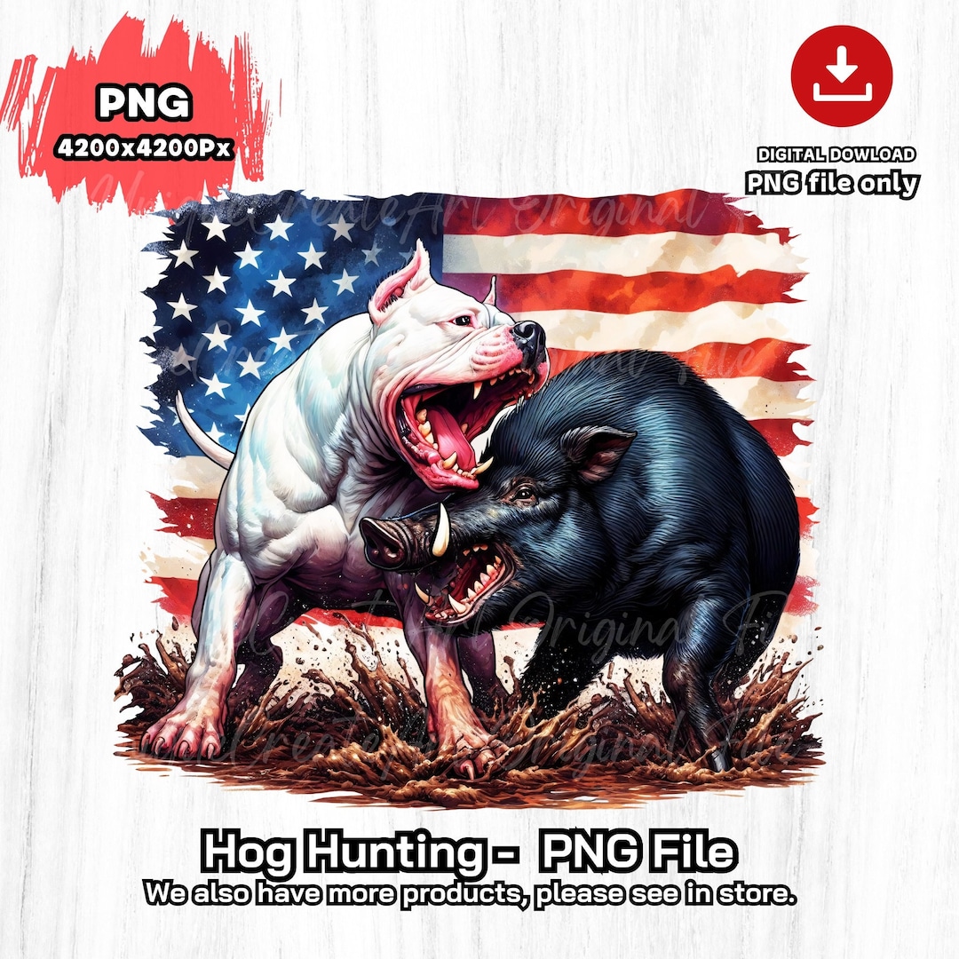 Hog Hunting American Flag PNG: Wild Boar & Dog (digital Download) - Etsy