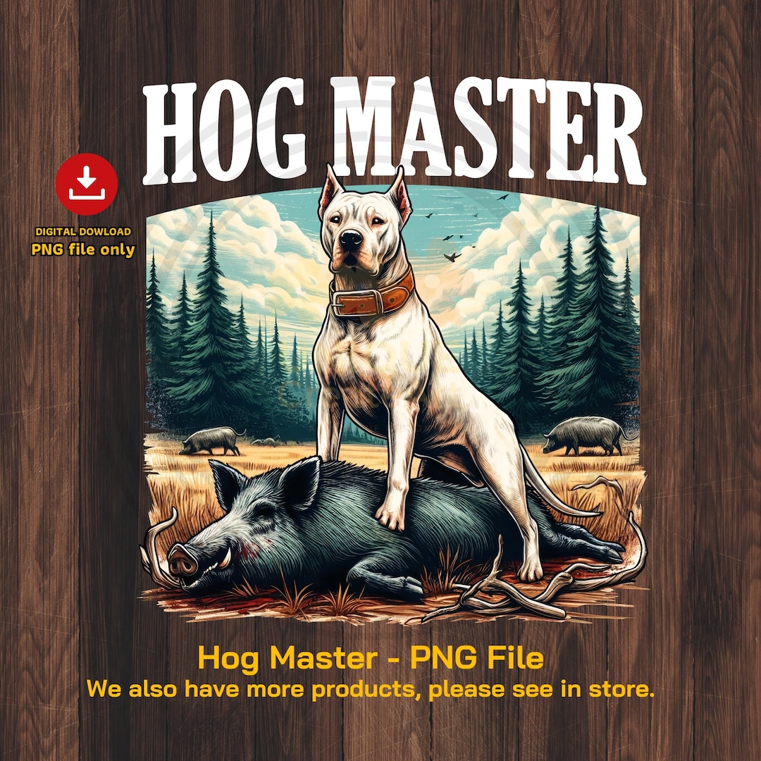Hog Master Png, Hog Hunting With Dogo Argentino PNG, Wild Boar Hunting ...