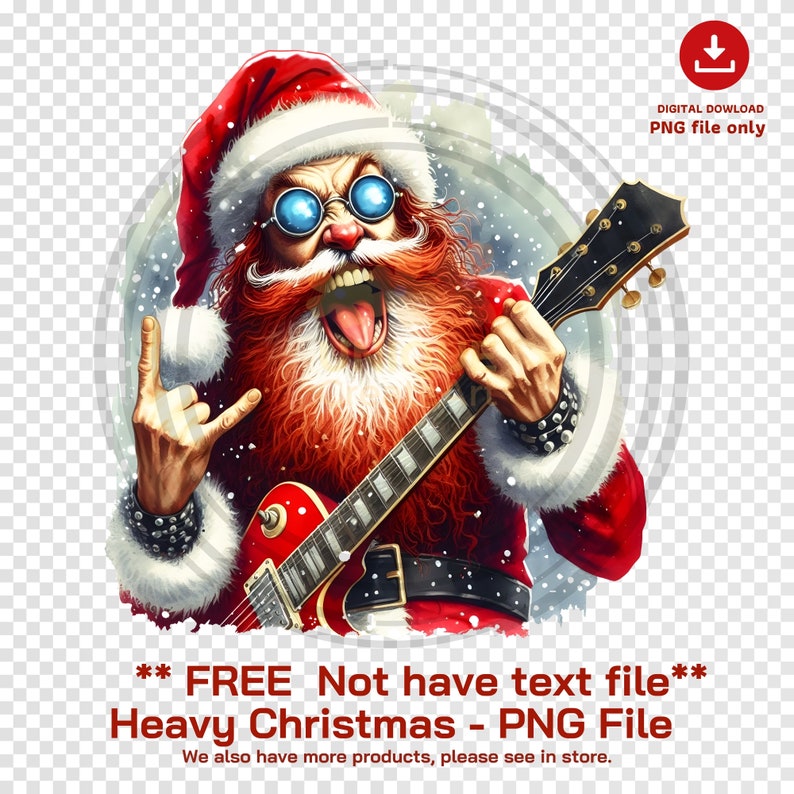 Rock and Roll Santa PNG: Heavy Metal Christmas (digital Download) - Etsy