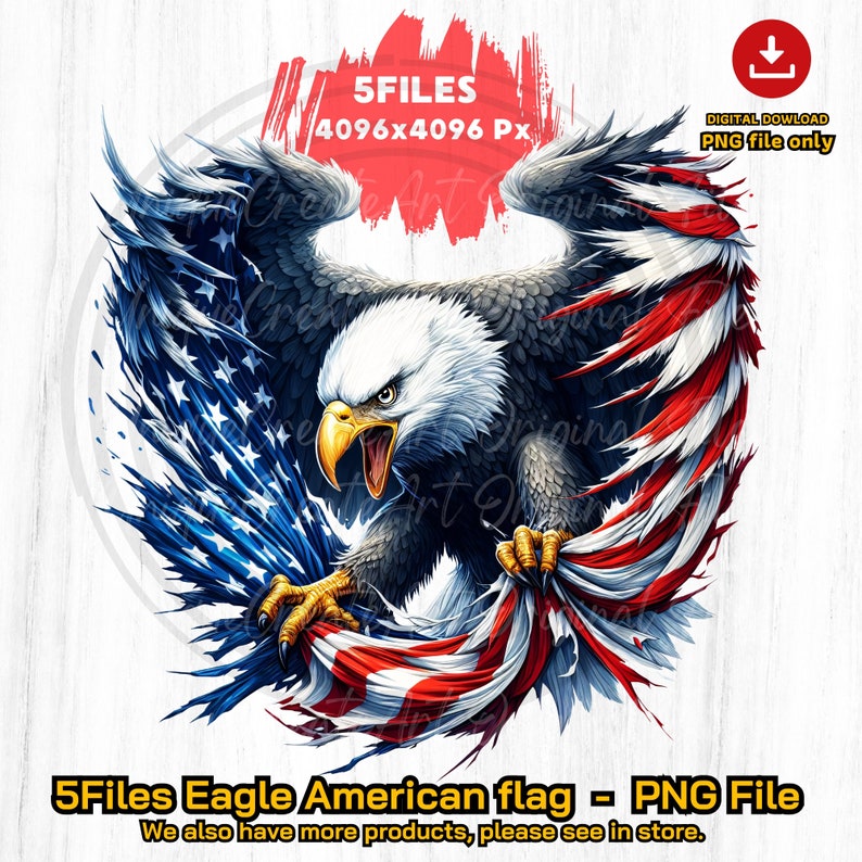 Eagle American Flag PNG: Patriotic Clipart (5 Files, 4096x4096 Px) - Etsy