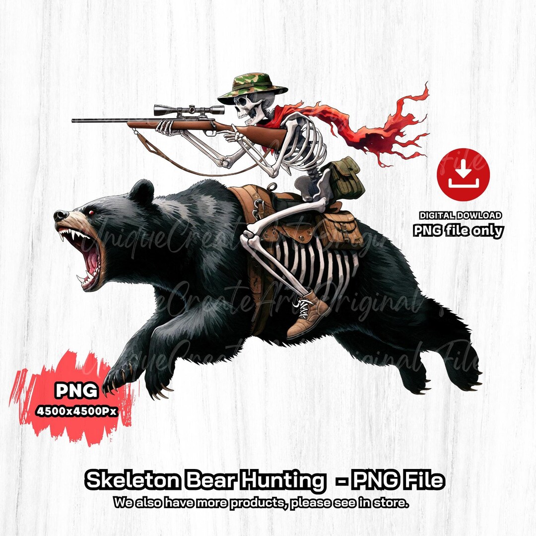 Skeleton Bear Hunting Png, Bear Hunting Png, Halloween Hunting ...