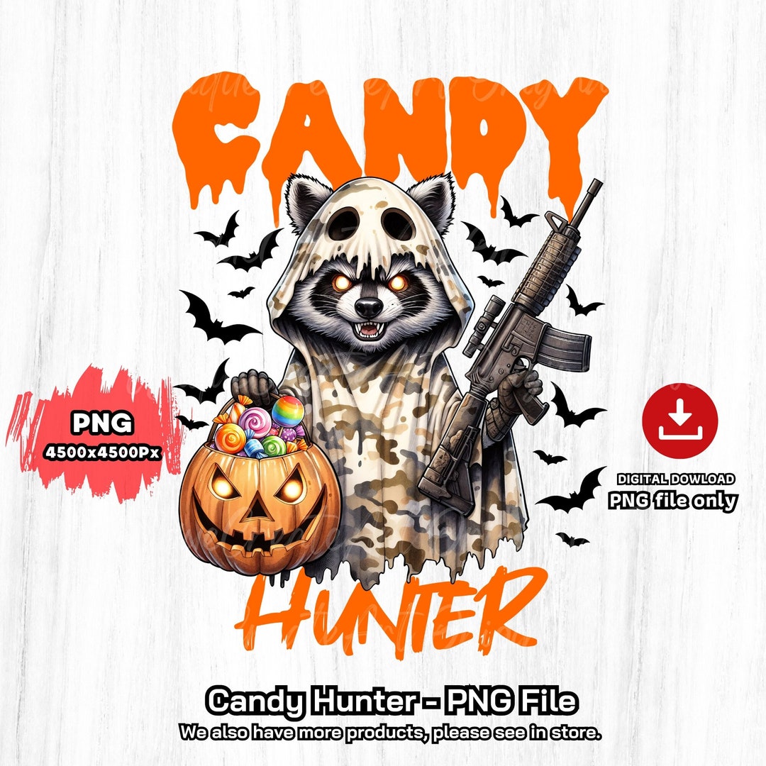 Candy Hunter Png, Little Raccoon Hunter Halloween Png, Halloween Kid ...
