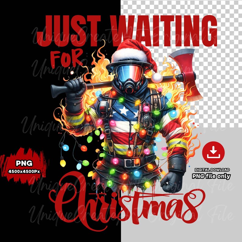 Firefighter Christmas PNG: Funny Holiday Design (digital Download) - Etsy
