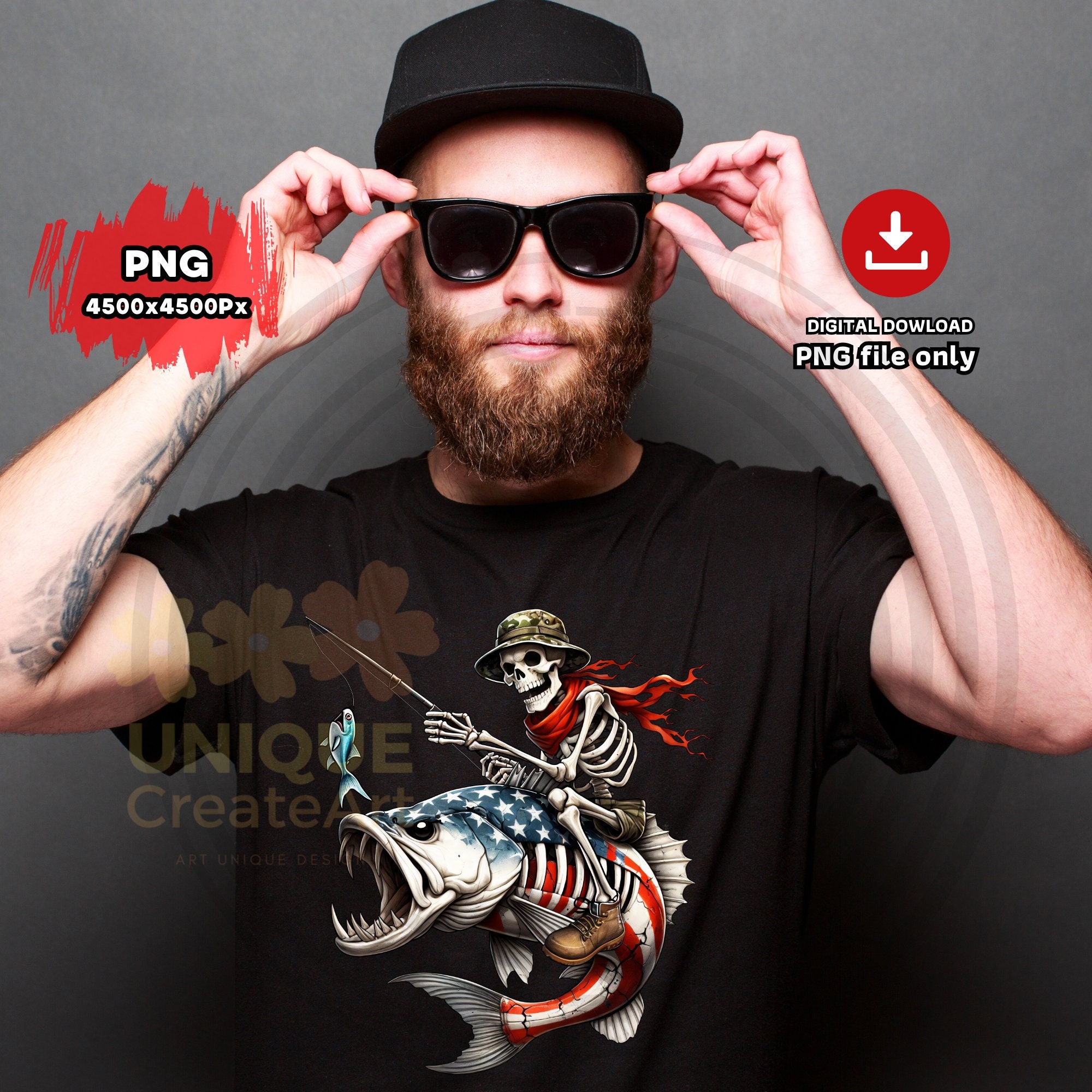 Funny Skeleton Fishing PNG: Fisherman Gift (digital Download) - Etsy