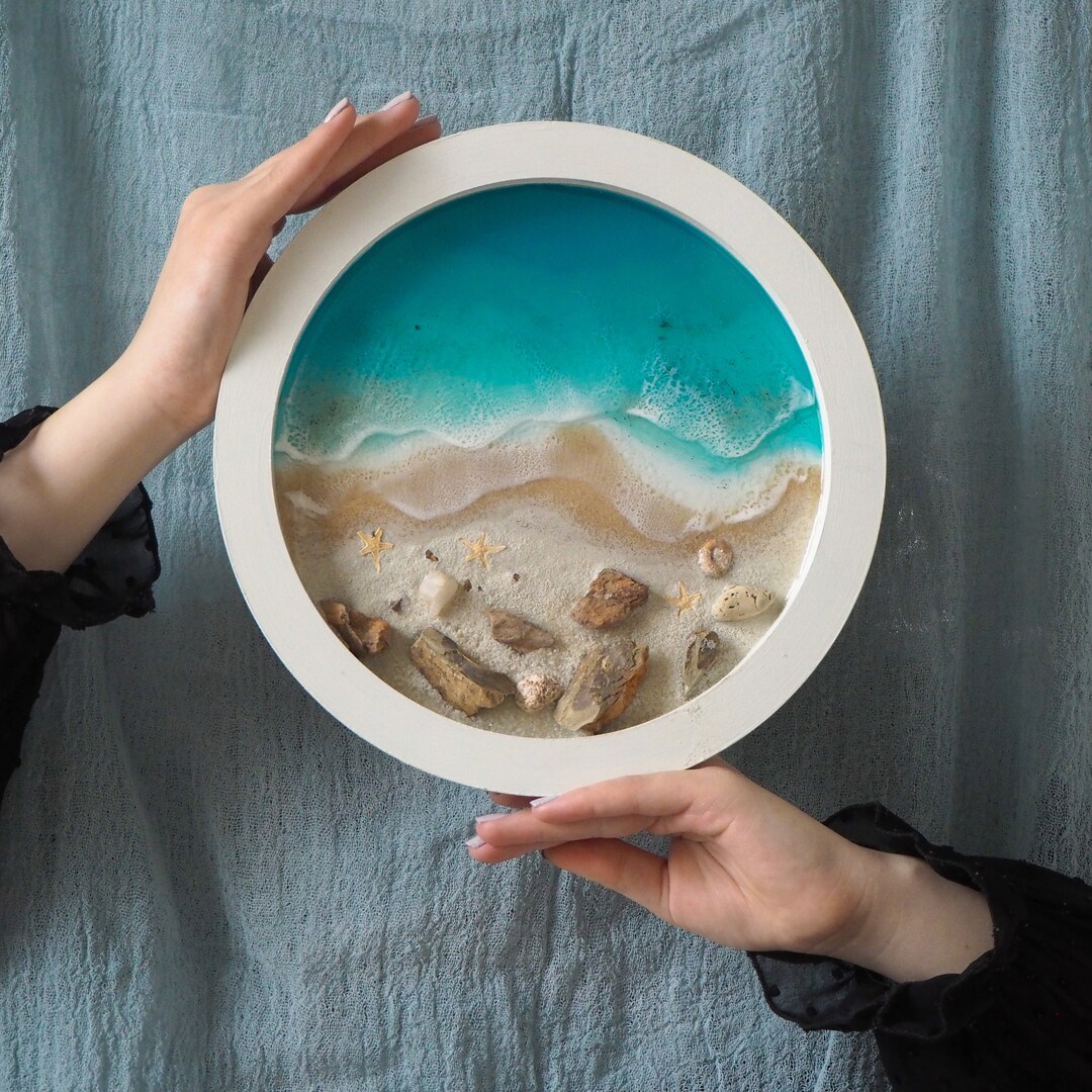 Original Ocean Art Framed Sea Epoxy Resin Wall Hanging, Glow in the ...