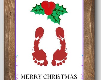 Merry Mistletoe Footprint Craft - Etsy
