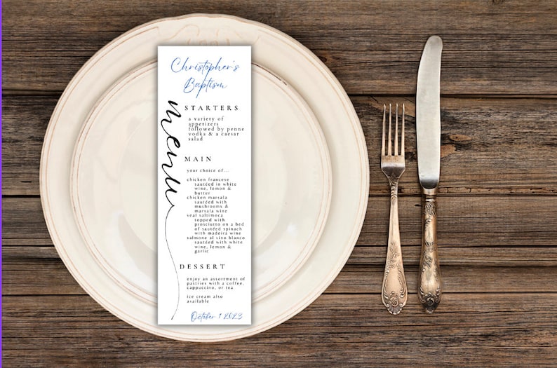 Customizable Christening Menu! - Etsy