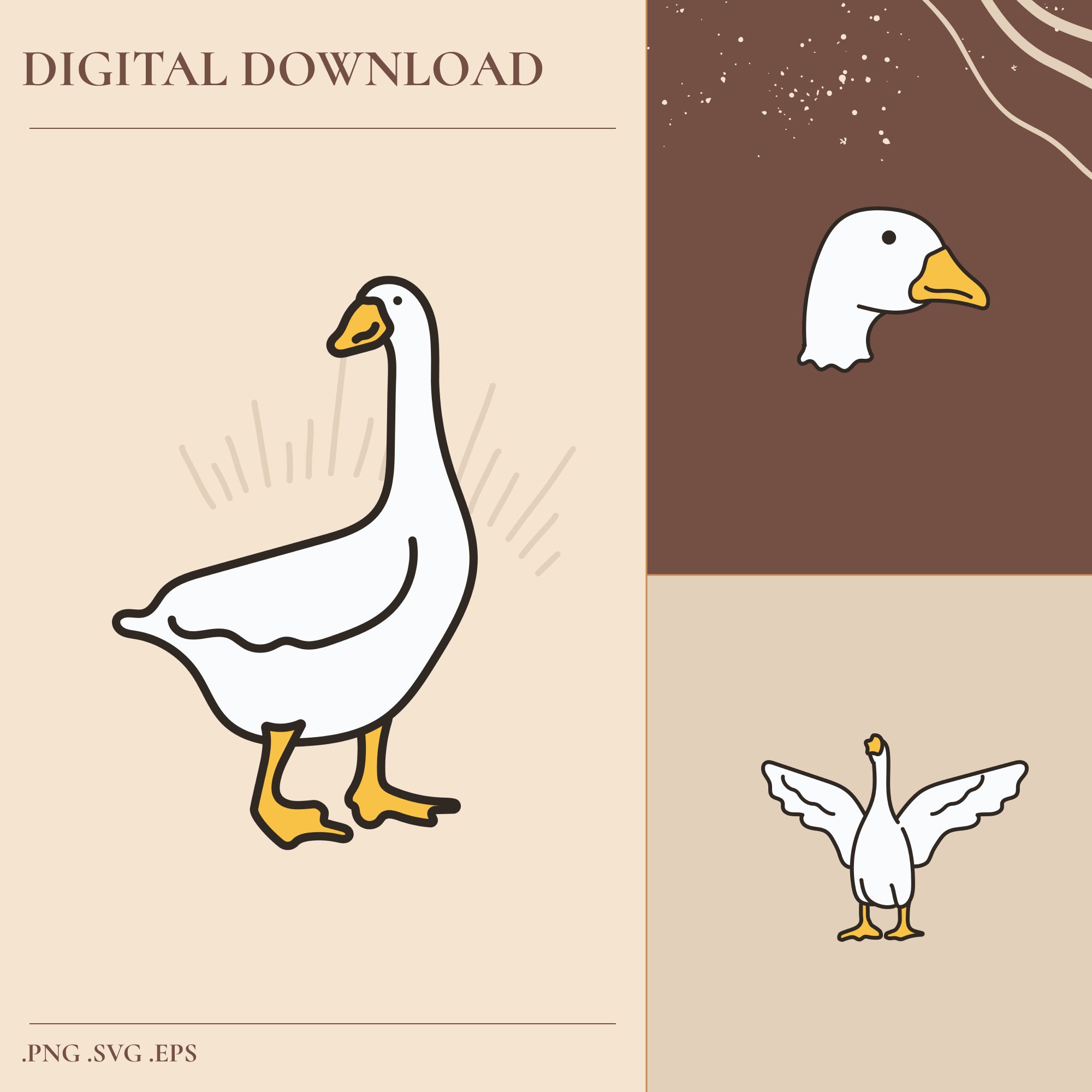 Goose, Goose Character, Goose Illustration, Cute Goose, Goose Vector ...