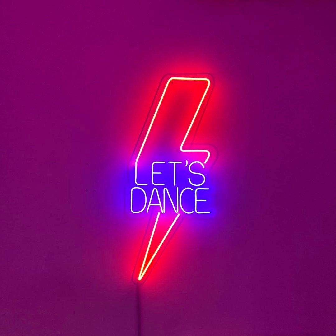 Let's Dance Neon Sign, Neon Sign Bedroom, Party Neon Sign, Lightning ...