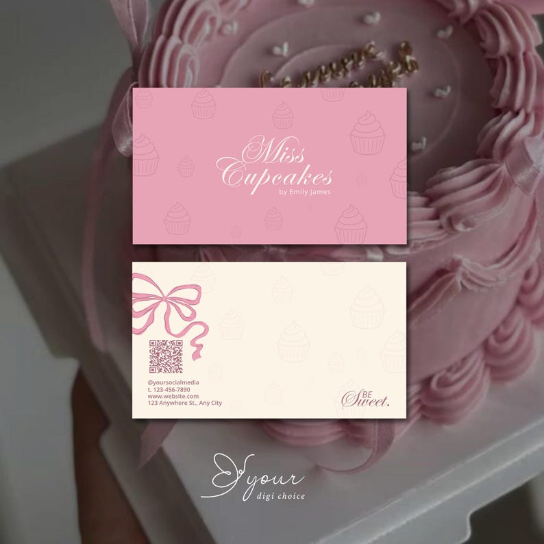Minimalist Cake Business Card Template | Bakery Branding (digital ...