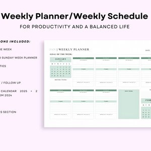 Weekly Planner Printable Landscape, 2024-2025 Minimalist Weekly ...