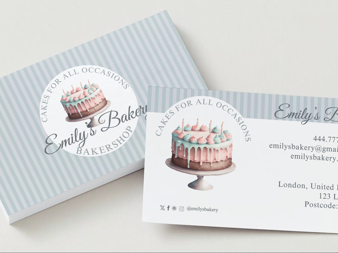 Bakery Business Card Template, Baking Business Cards, Cupcake Business ...