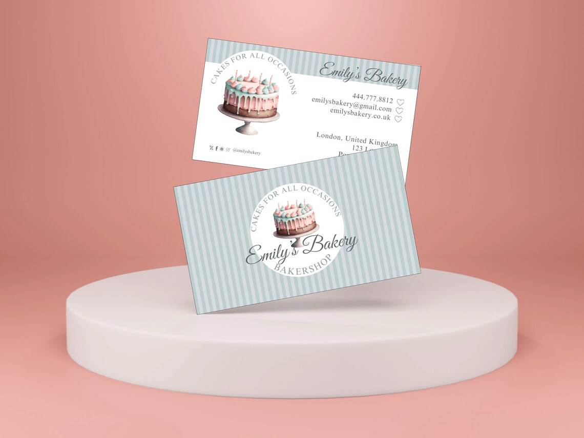 Bakery Business Card Template, Baking Business Cards, Cupcake Business ...