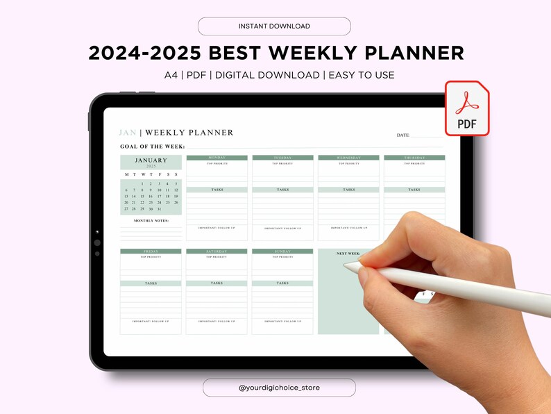 Weekly Planner Printable Landscape, 2024-2025 Minimalist Weekly ...