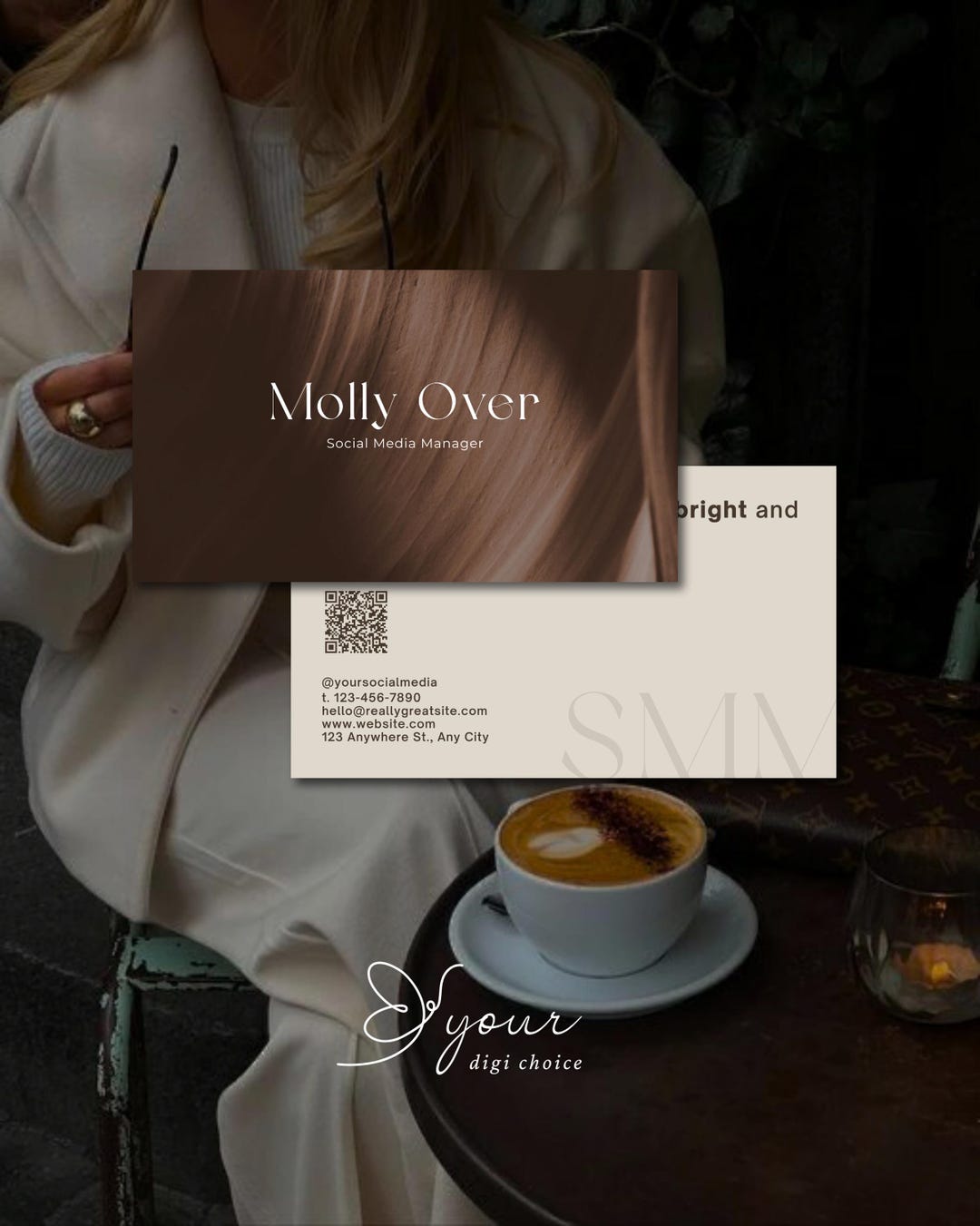 Minimalist Social Media Manager Business Card Template | Canva (digital ...