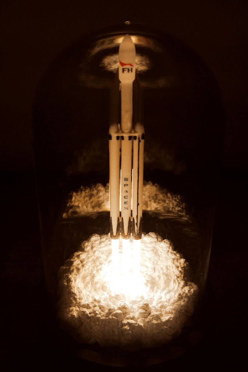 Spacex Falcon Heavy Launch Diorama Desk Lamp - Etsy