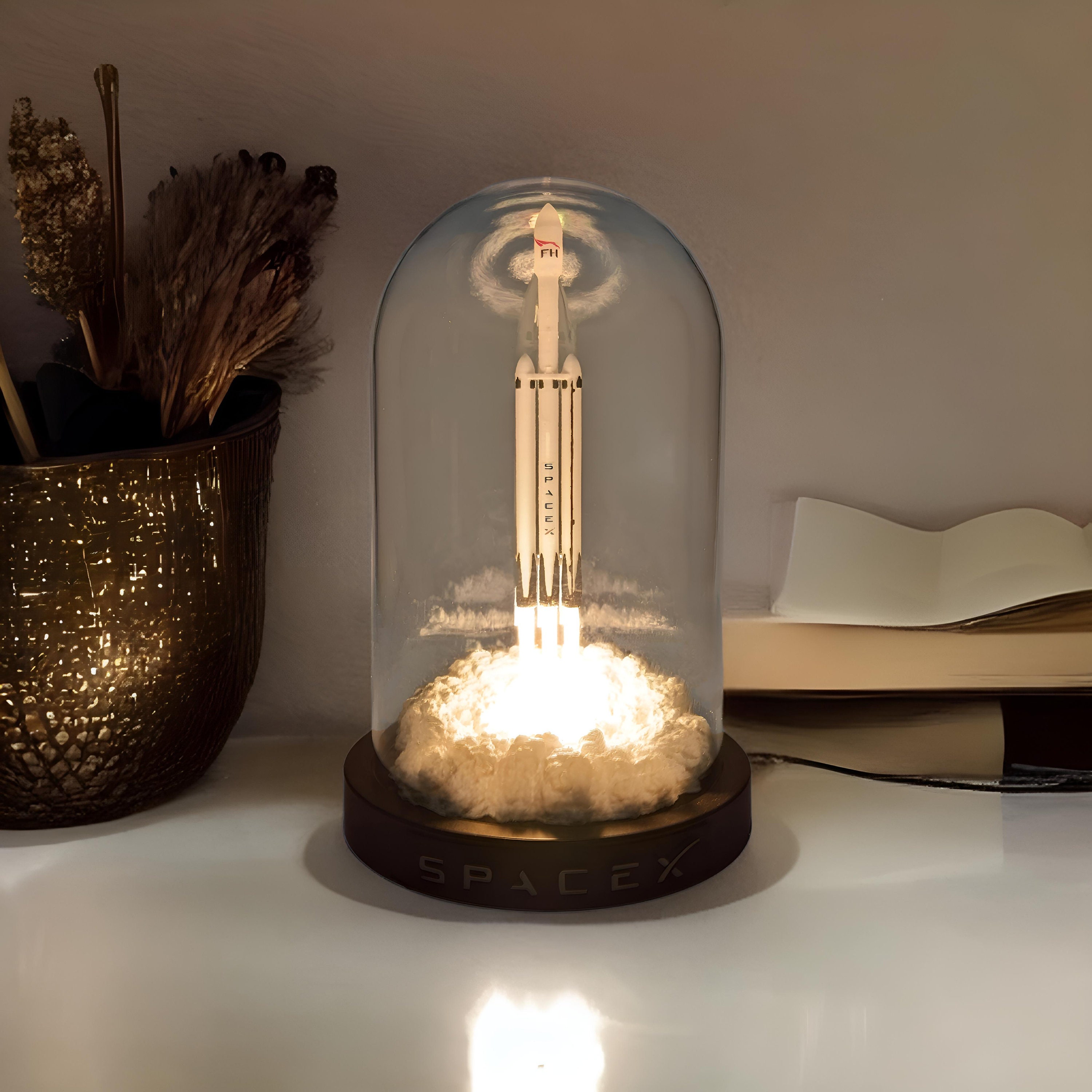 Spacex Falcon Heavy Launch Diorama Desk Lamp - Etsy