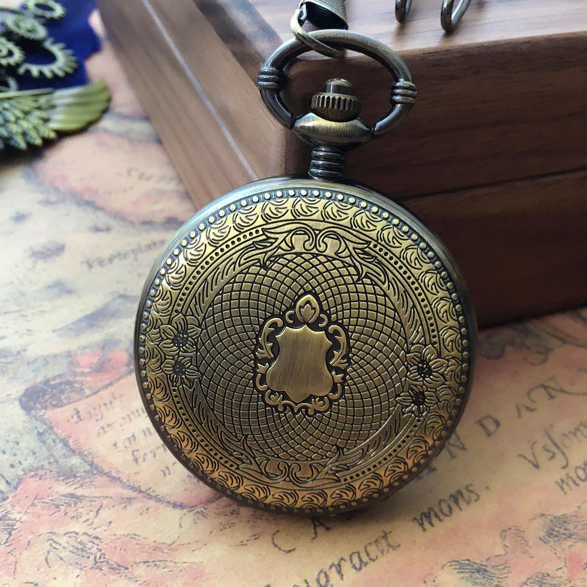 Vintage Mechanical Pocket Watch With Personalized Initials, Customized ...