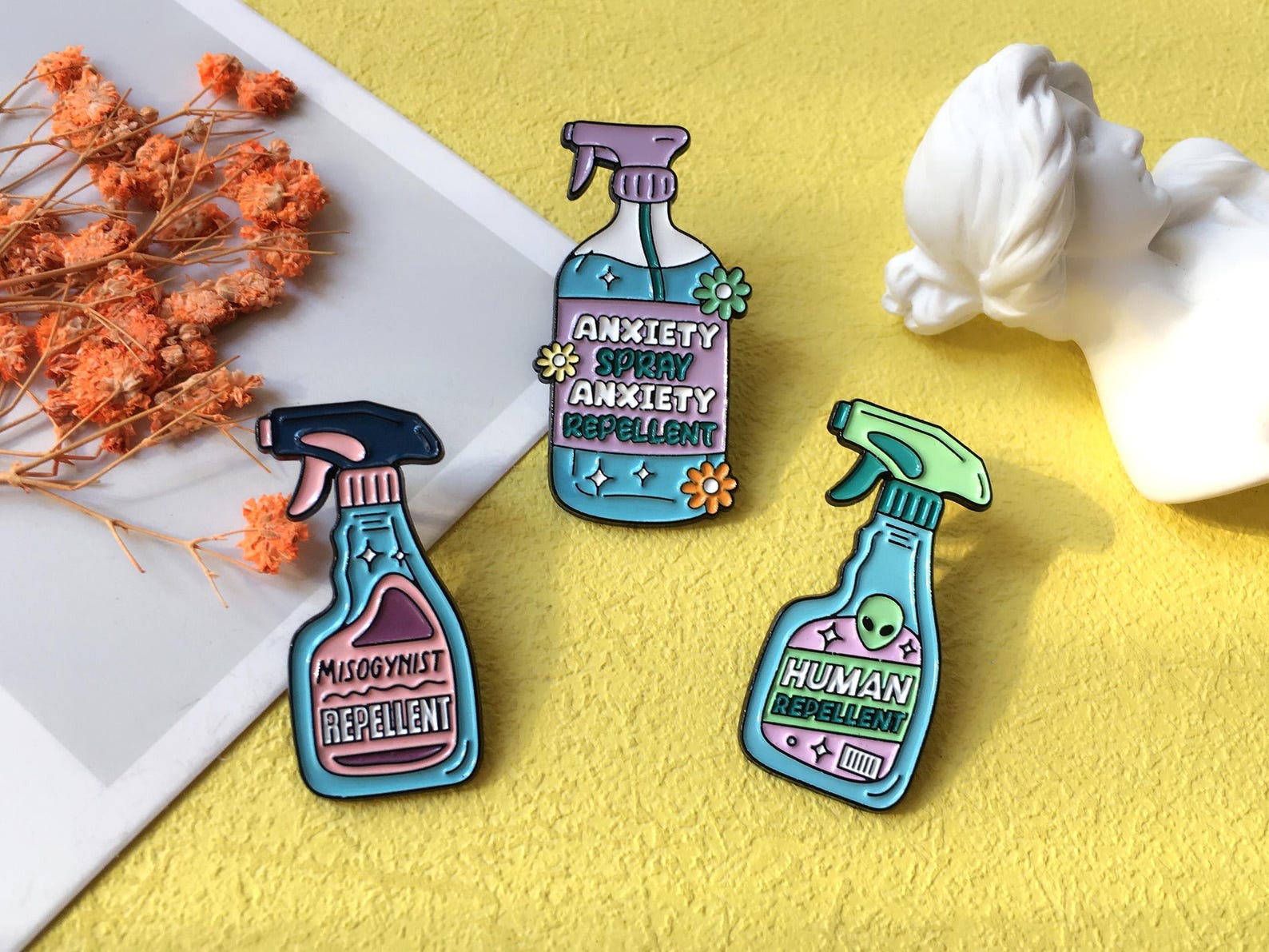Funny Spray Bottle Enamel Pin Badges Cute Enamel Pin Set Gift for Her ...