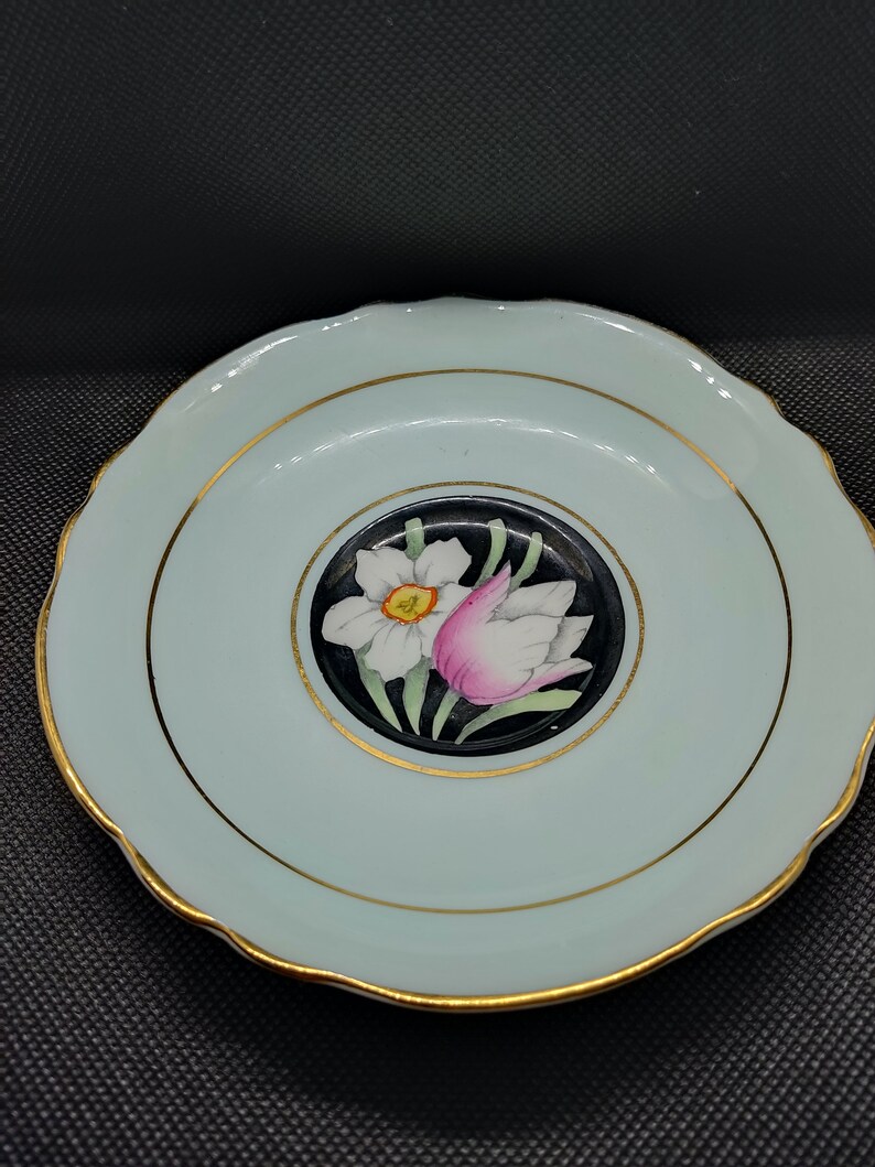 Vintage Rare Paragon Double Warrant, Blue Black Floral Teacup and ...