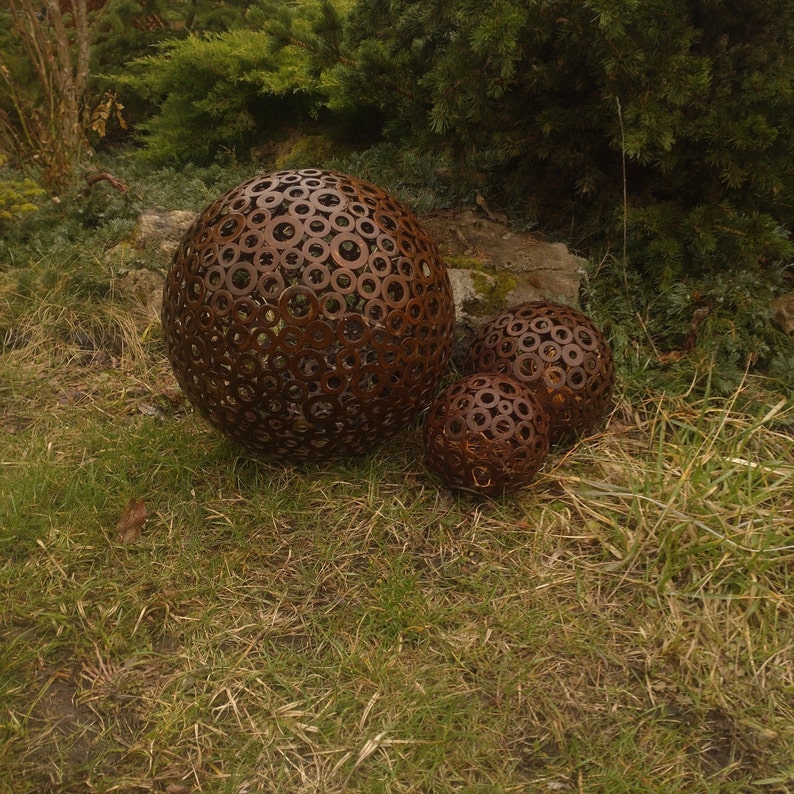 Cosmic Harmony Spheres a Trio of Meticulously Handcrafted Rusty Metal ...