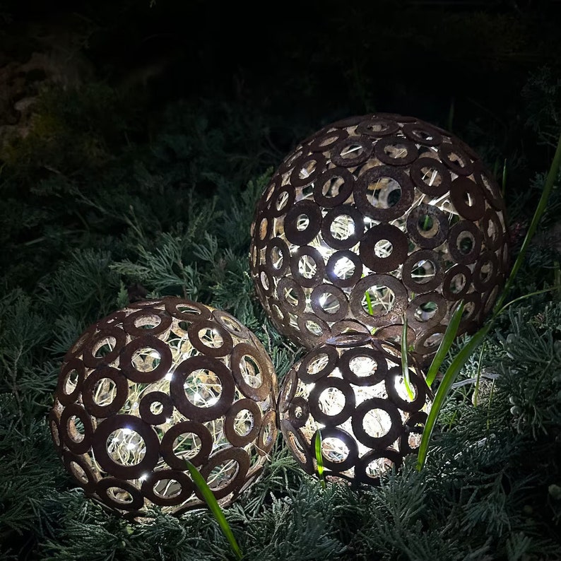 Cosmic Harmony Spheres a Trio of Meticulously Handcrafted Rusty Metal ...