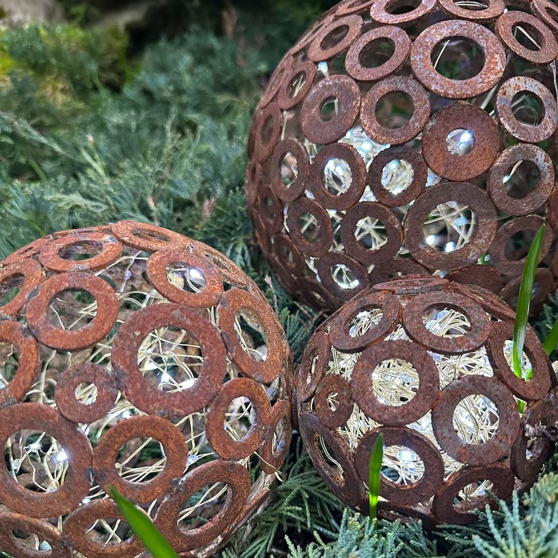 Cosmic Harmony Spheres a Trio of Meticulously Handcrafted Rusty Metal ...