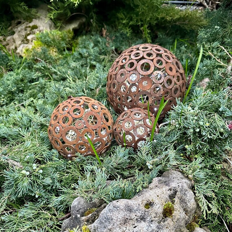 Cosmic Harmony Spheres a Trio of Meticulously Handcrafted Rusty Metal ...