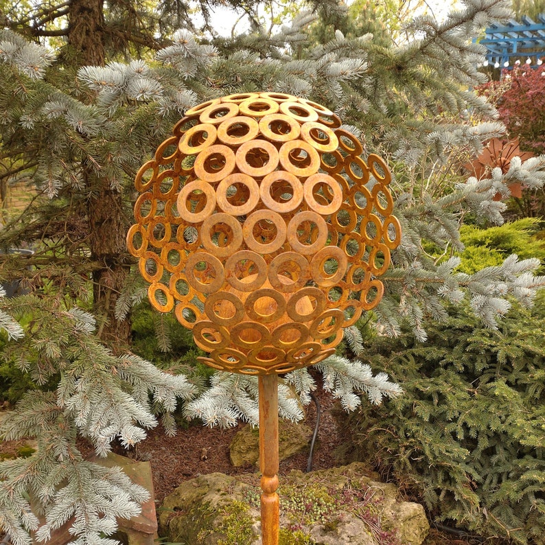 Pearl of Wisdom : Big 14” Hand Welded Rusty Abstract Sphere Sculpture ...