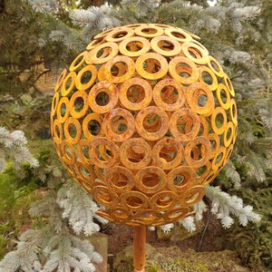 Pearl of Wisdom : Big 14” Hand Welded Rusty Abstract Sphere Sculpture ...