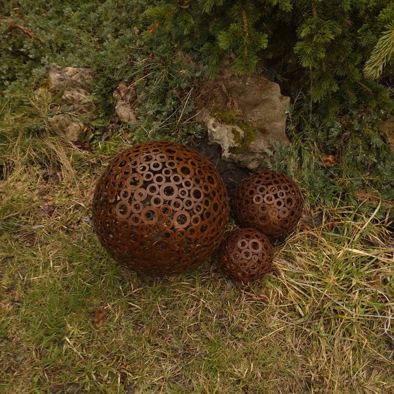 Cosmic Harmony Spheres a Trio of Meticulously Handcrafted Rusty Metal ...