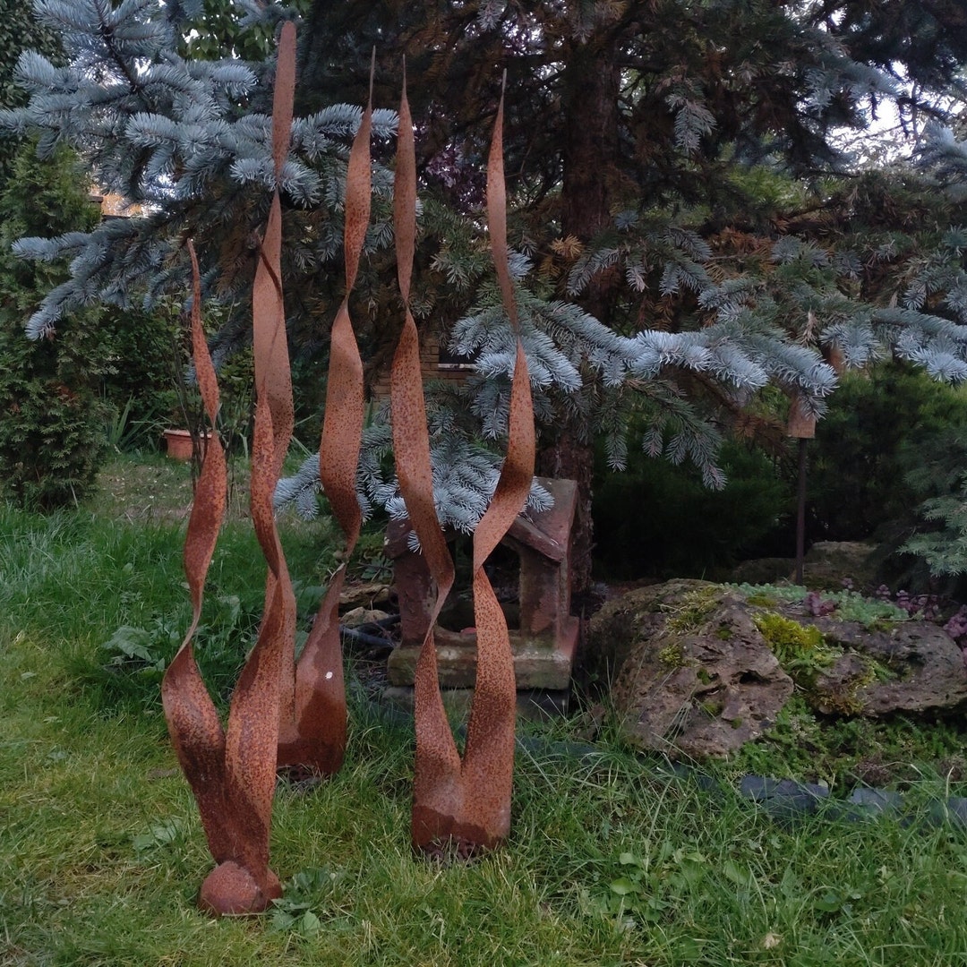Marsh Grasses - Garden Abstract Sculpture From Rust Metal. - Etsy