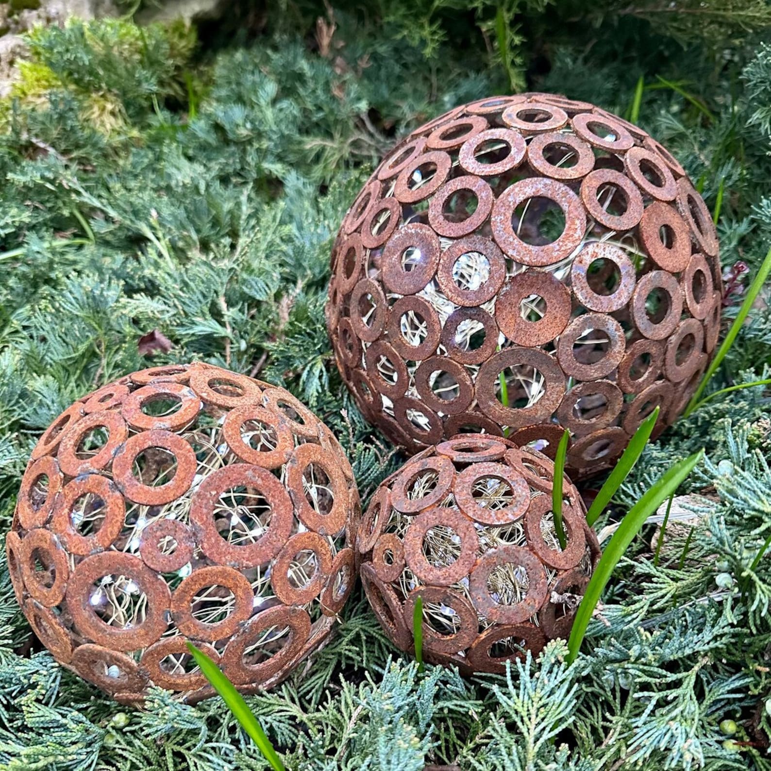 Cosmic Harmony Spheres a Trio of Meticulously Handcrafted Rusty Metal ...